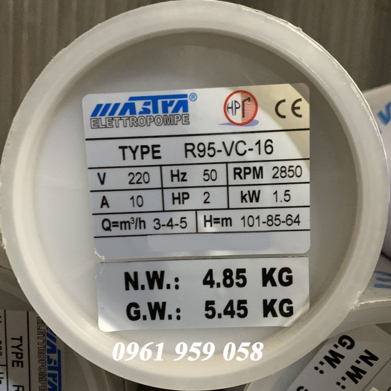 Máy bơm hỏa tiễn Mastra Model R95-VC-16 1.5kw