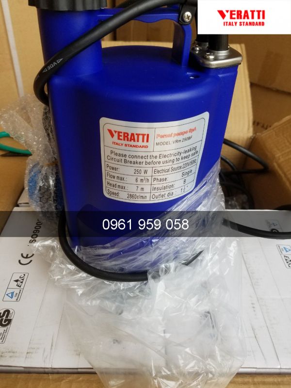 Bơm chìm nước thải nhựa Veratti VRm-250F 0.25kw